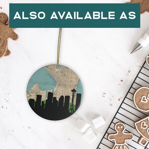 Seattle Map Pillow, Seattle Skyline Pillow, Washington Throw Pillow ...