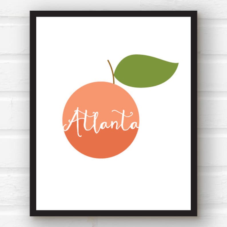Atlanta Peach Wall Art Atlanta Print Atlanta Poster Georgia | Etsy