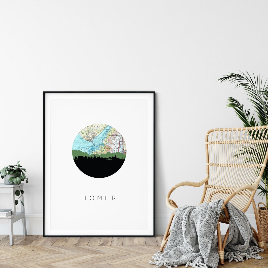 Homer Alaska Art, Homer Skyline Poster, Alaska Gifts, Homer Poster ...