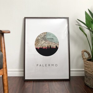 Palermo Italy Map Print, Italy Wall Art, Italy Print, Skyline Art Print ...