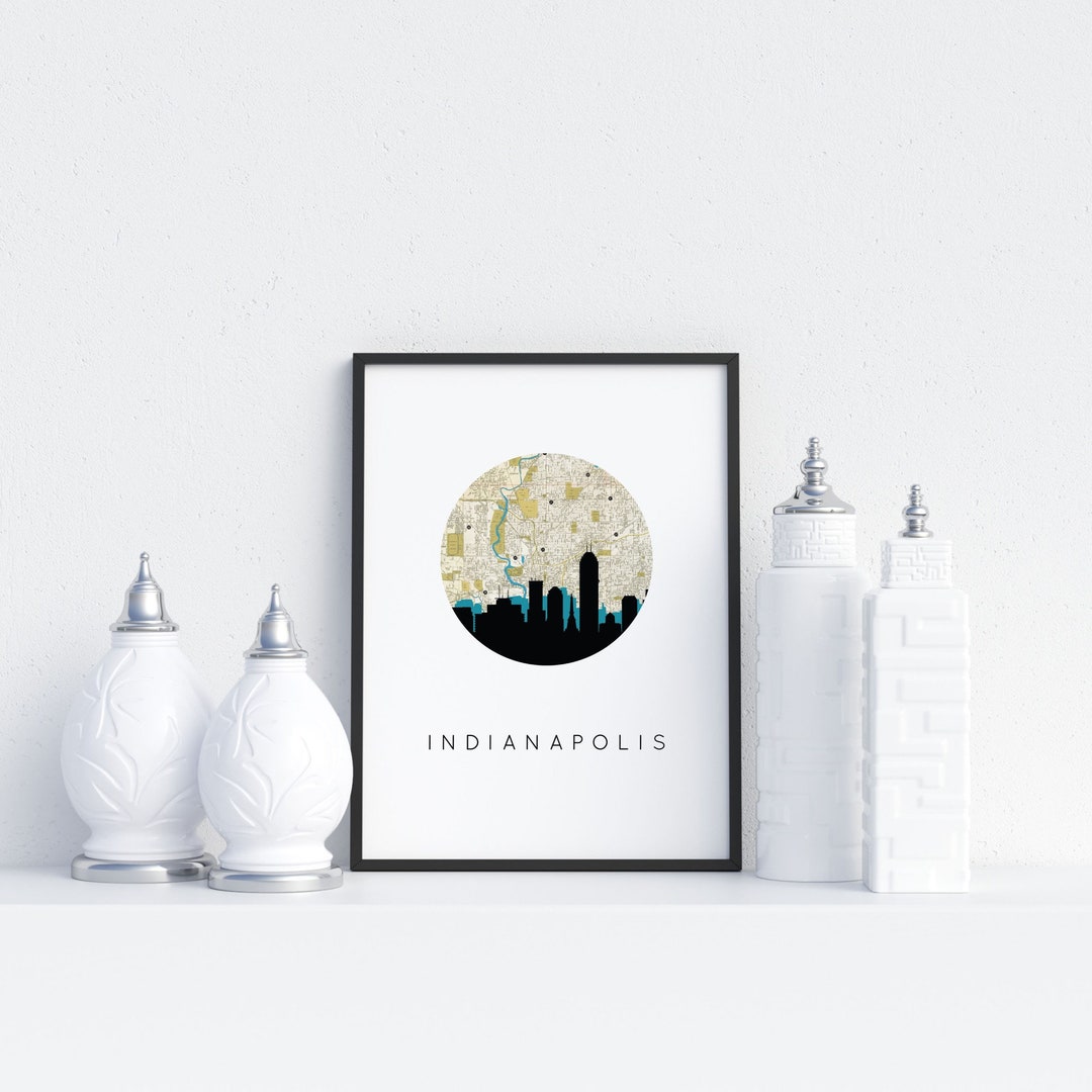 Indianapolis Map Art, Indianapolis Skyline Art, Indianapolis Print ...
