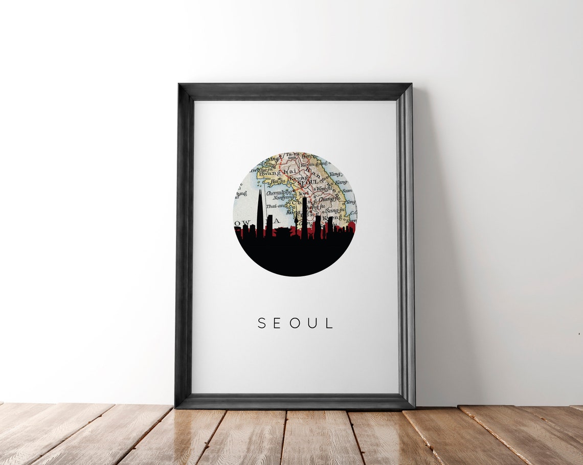 Seoul South Korea Art Seoul Skyline Travel Poster Asia | Etsy
