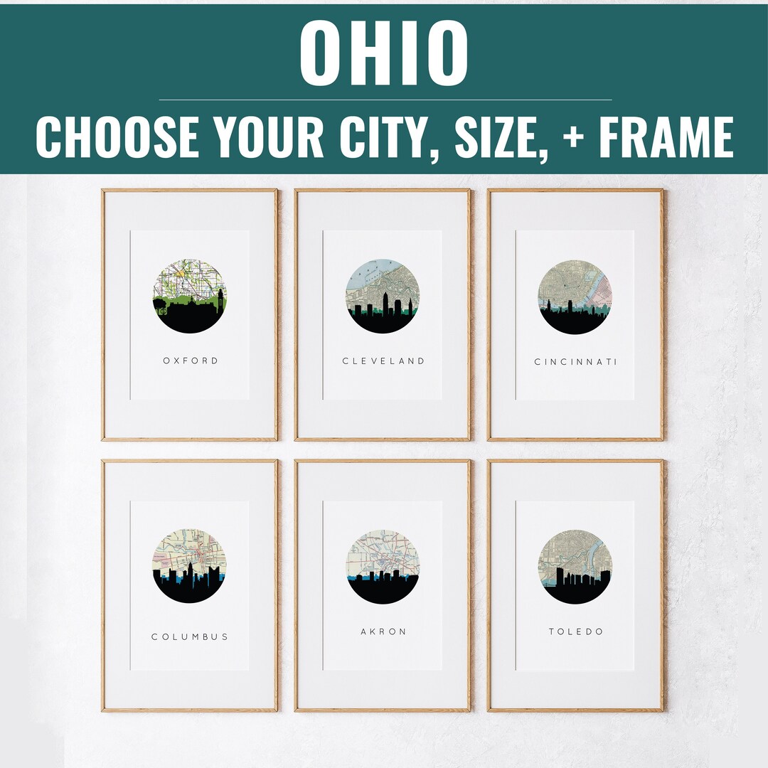 Ohio City Skyline Map Art Print: Choose Your City - Etsy