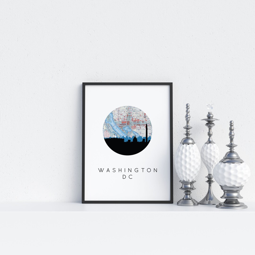 Washington DC Map Washington DC Print Washington DC Skyline - Etsy