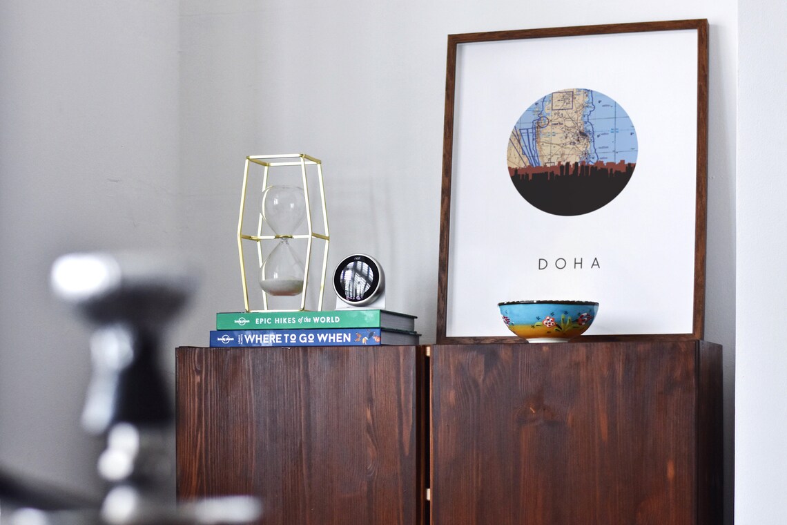 Doha Map Art Qatar Wall Art Middle Eastern Decor Middle | Etsy