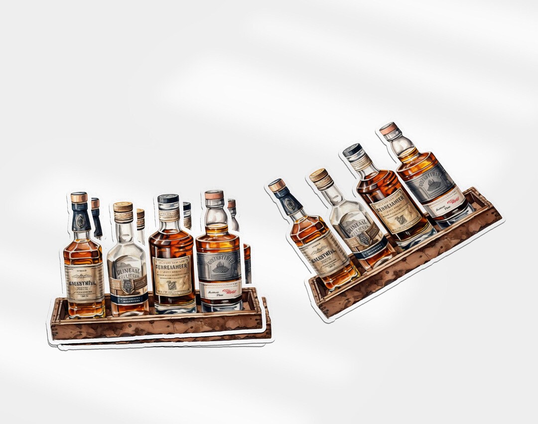Bourbon Flight Sticker, Whiskey Bar Cart Decal, Rustic Western Vinyl ...