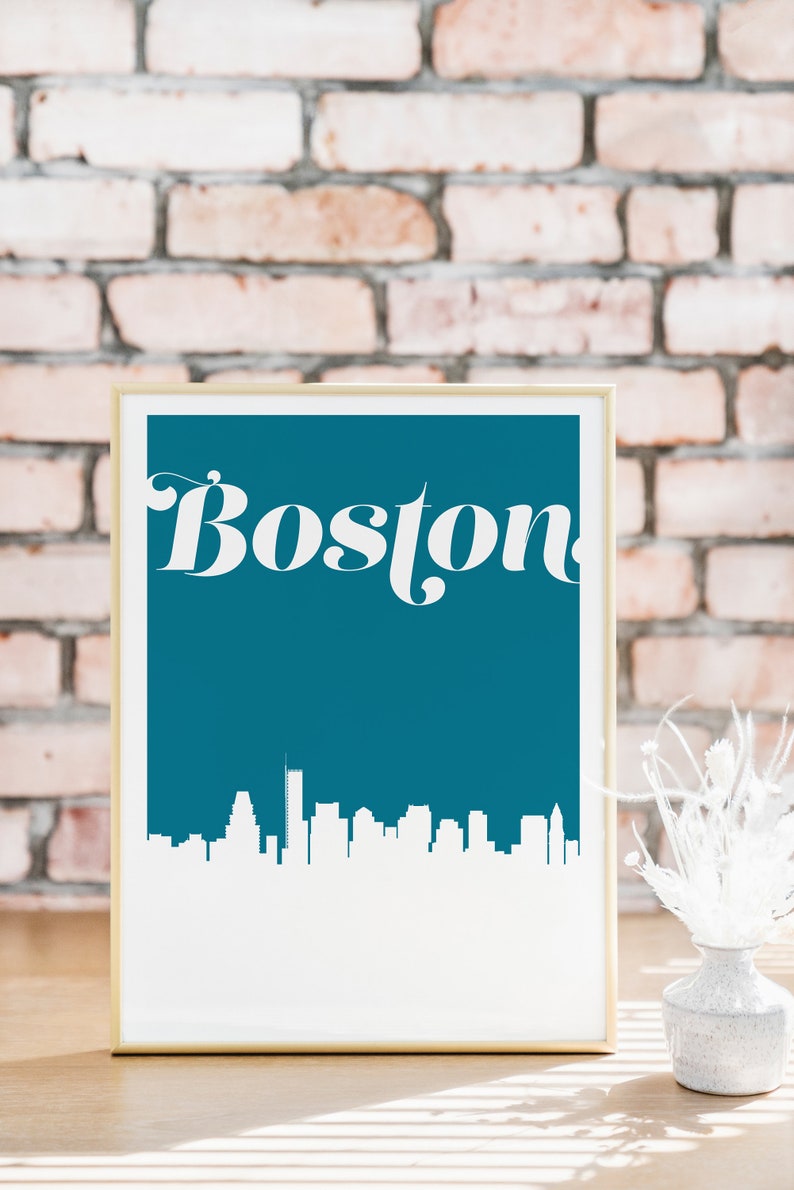 Boston Skyline Print Boston Art Print Boston Decor | Etsy