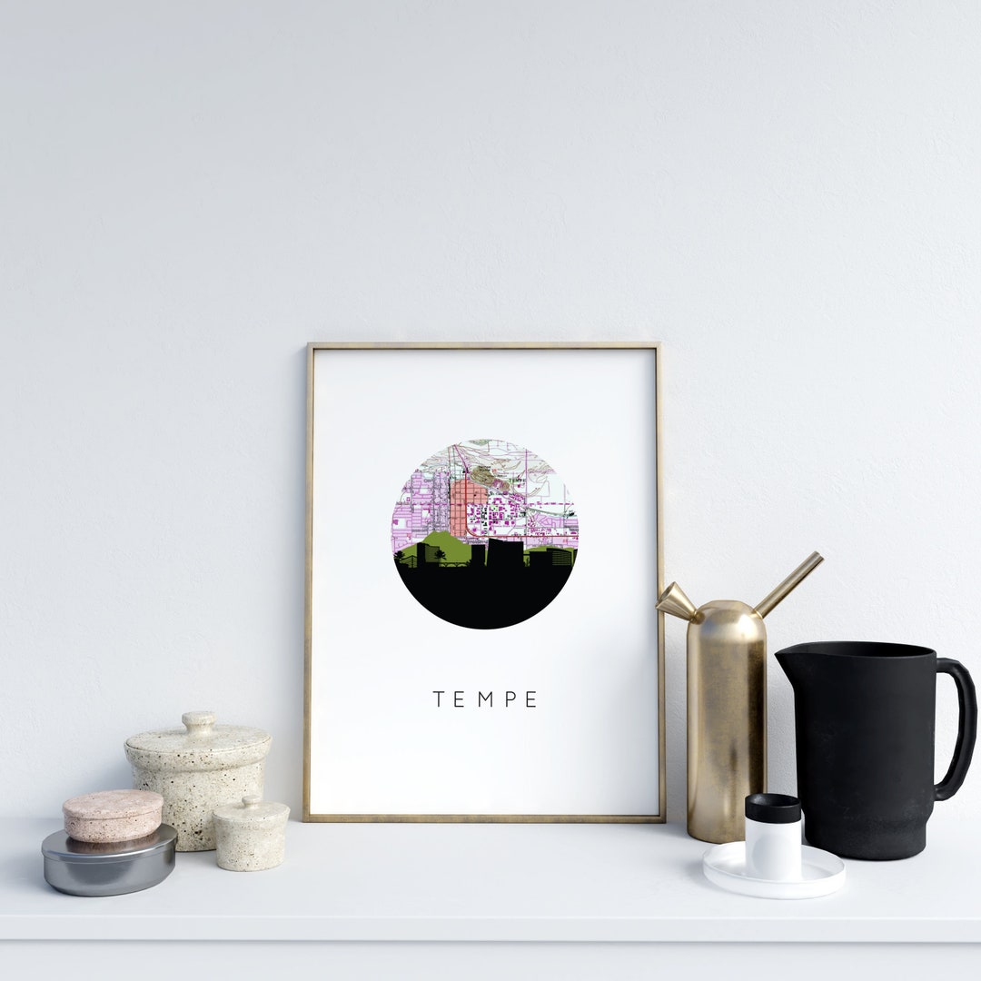 Tempe Arizona Wall Art, Tempe AZ Map Print, Arizona Decor, Tempe ...
