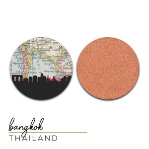 Thailand Coasters Set Thailand City Map Coasters for Drinks Unique Gift ...
