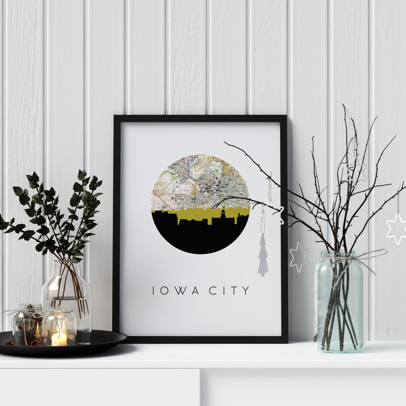 Iowa City Skyline Print Iowa Wall Art Iowa City Map Print | Etsy