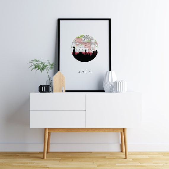 Ames Iowa Map Art Ames Iowa State Art Print Iowa Art Print | Etsy