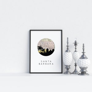 Santa Barbara Art Print, Santa Barbara Poster, Santa Barbara Map Print ...