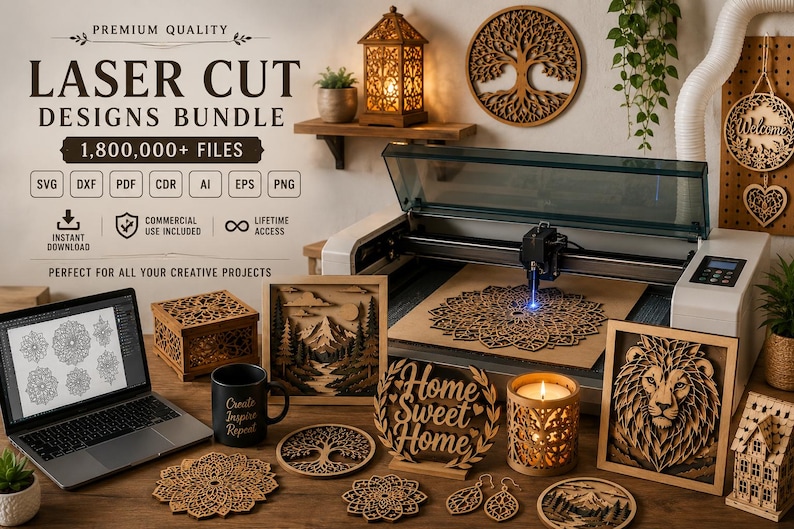 20 Million+ Laser Cut Files Bundle Svg Dxf Eps Cdr Pdf | Glowforge Cnc ...