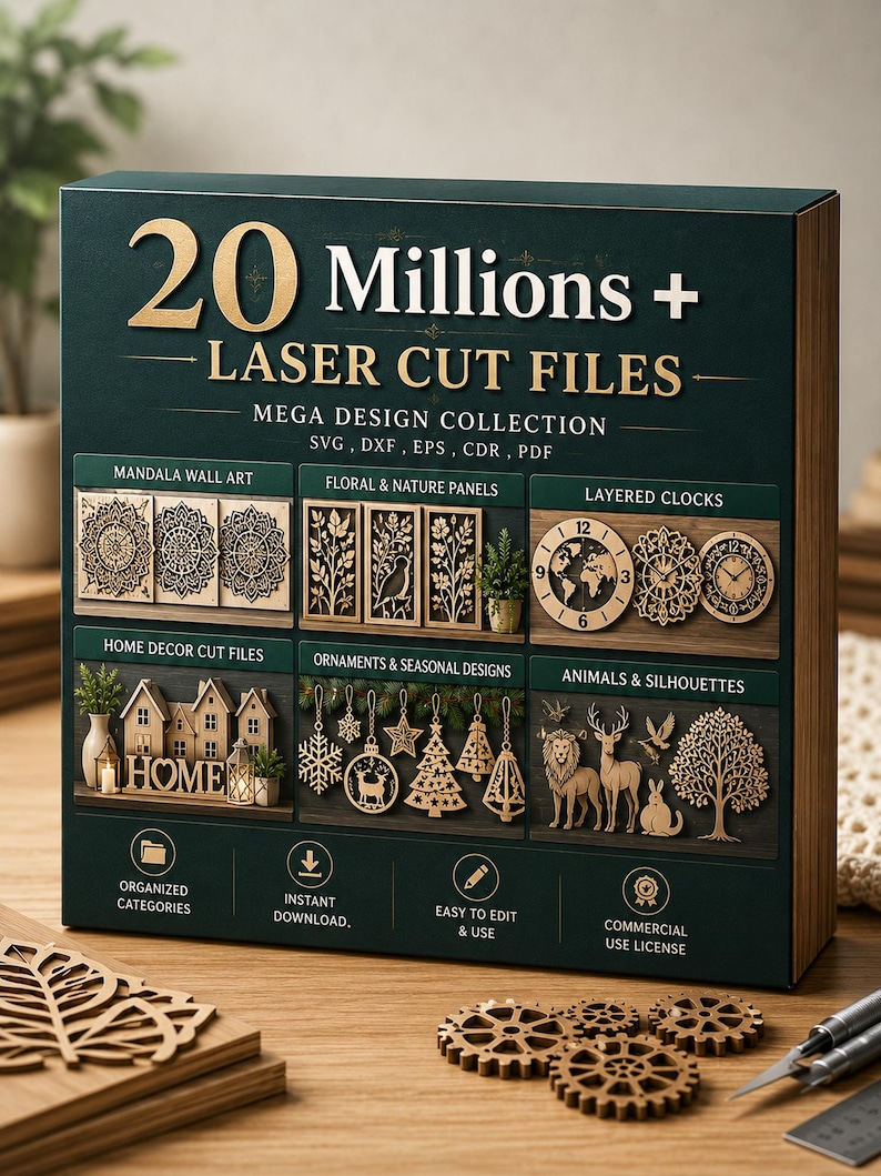 20 Million+ Laser Cut Files Bundle Svg Dxf Eps Cdr Pdf | Glowforge Cnc ...