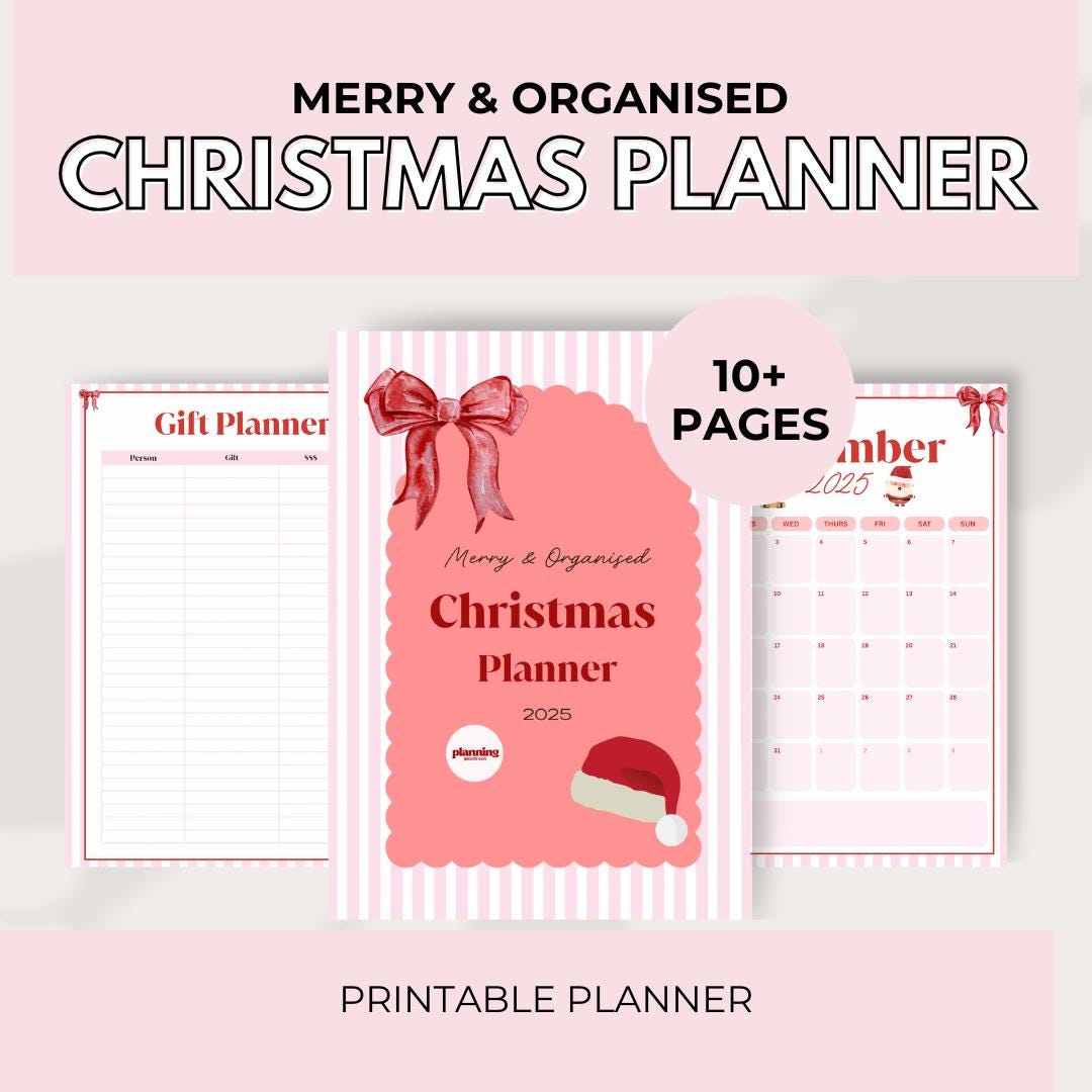 Pink & Festive Printable Christmas Planner | Cute and Girly A4 A5 Gift ...