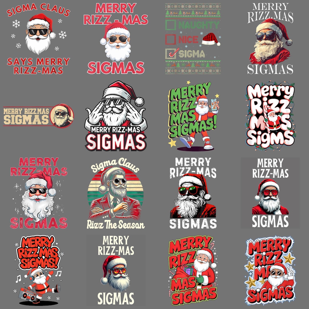Sigma Claus Merry Rizz Mas PNG – Funny Meme Santa Christmas Holiday ...