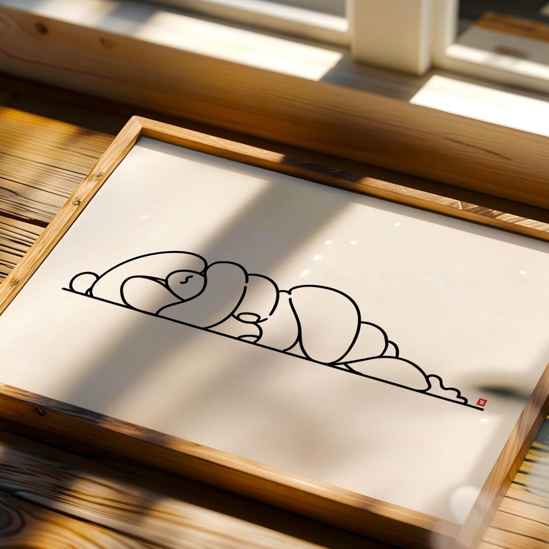 The Nap - Original Minimalist Rest Line Art: Minimalist Black and White ...
