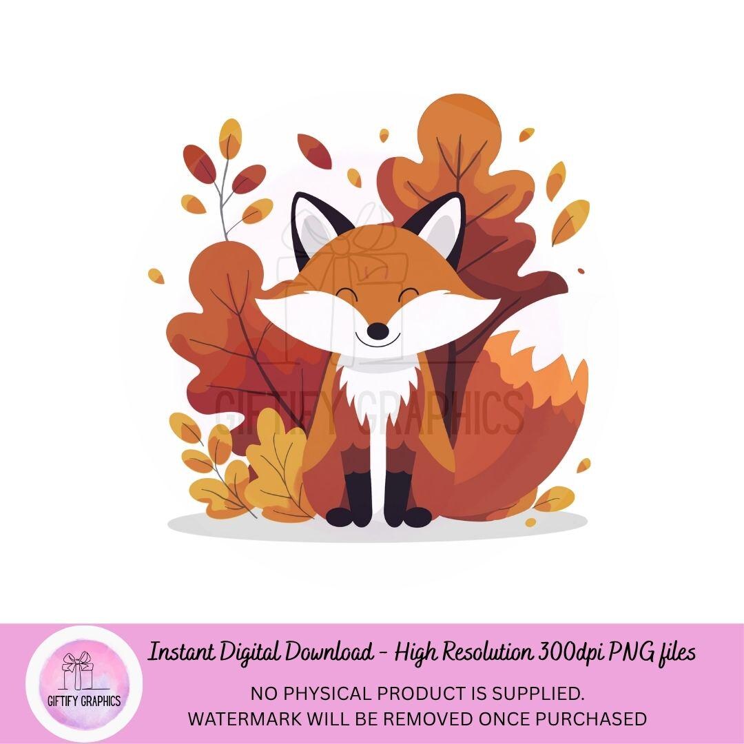 Autumn Fox Clipart, Fall Leaves PNG Clipart, (digital Download) - Etsy