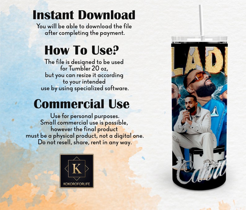 Famous Rapper 20 Oz Skinny Tumbler Wrap Png Sublimation, Celebrity ...