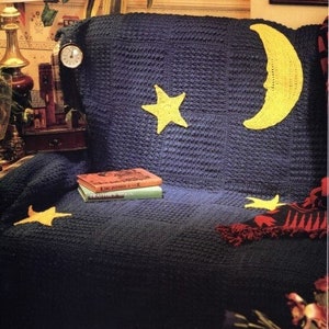 Vintage Crochet Pattern Moon and Stars Celestial Night Sky Crocheted ...