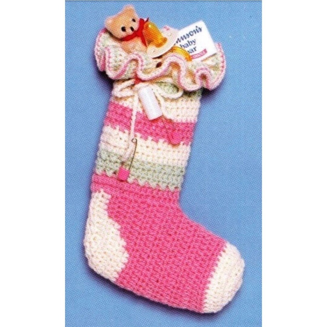 Vintage Christmas Stocking Crochet Pattern Baby First Christmas Classic ...