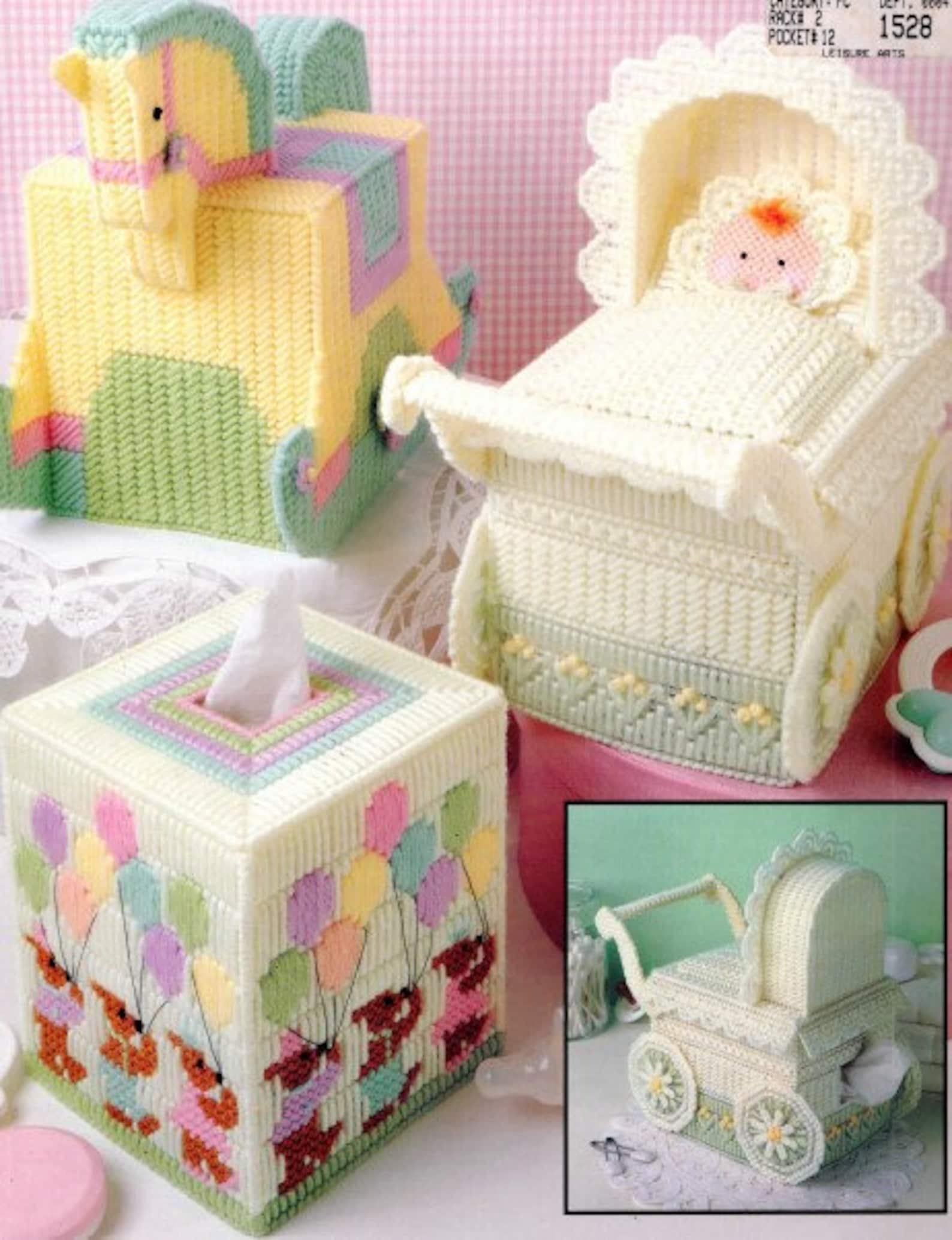 Vintage Plastic Canvas Patten Book Just Baby Boutique Tissue Box Covers ...