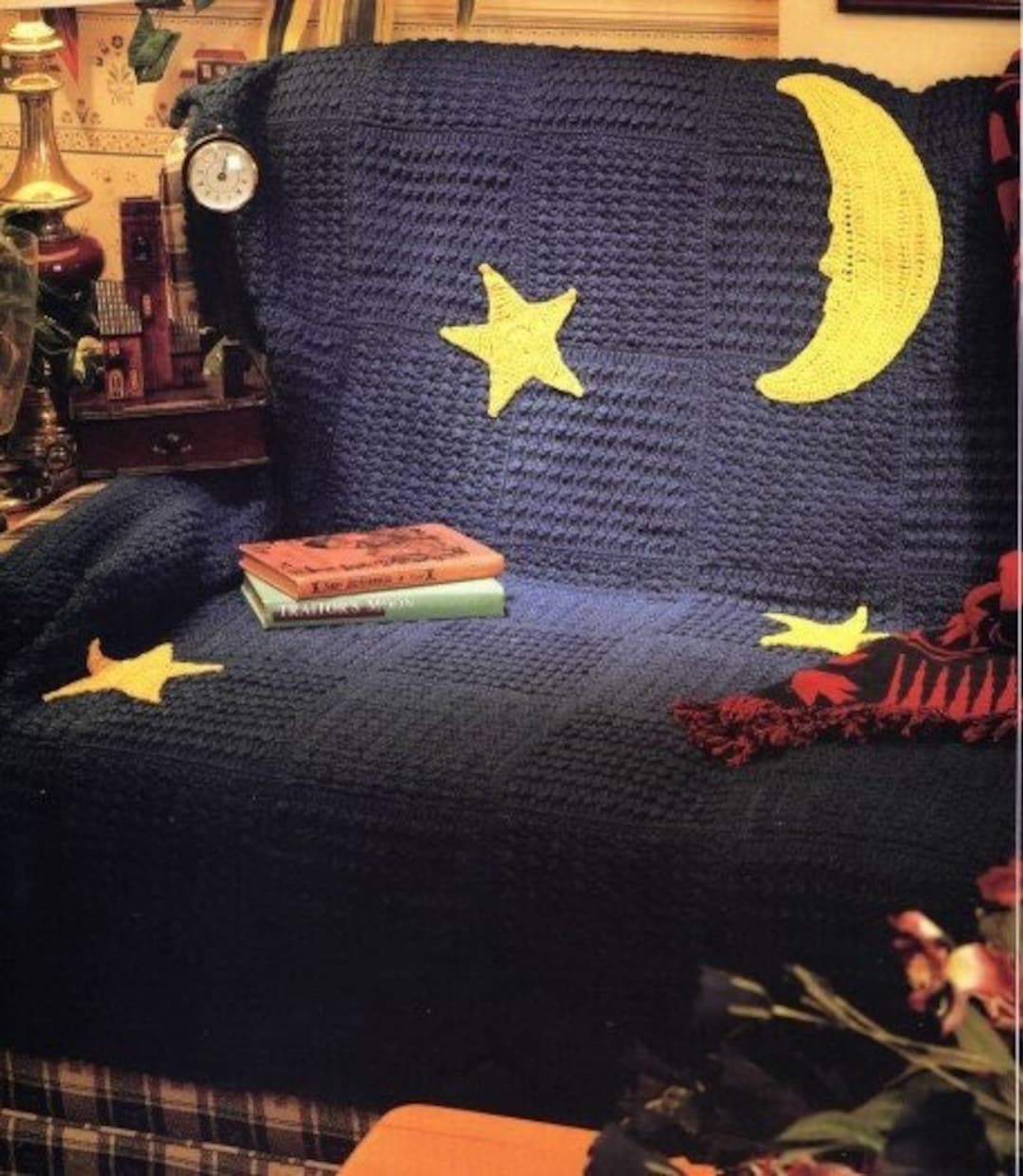 Vintage Crochet Pattern Moon and Stars Celestial Night Sky Crocheted ...