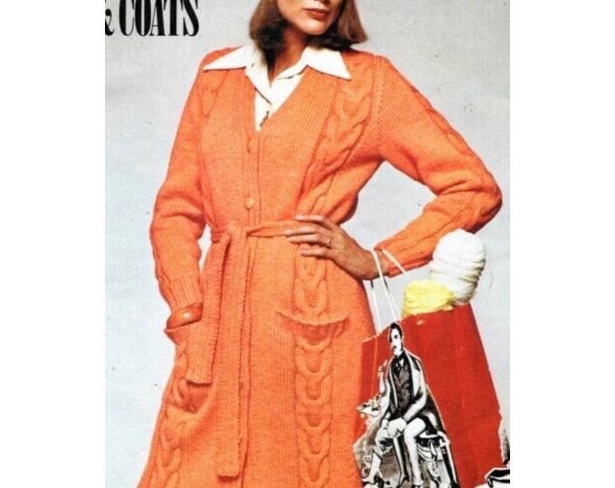 Vintage Knitting Patterns for Women Cable Knit Sweater Coat Retro Style ...