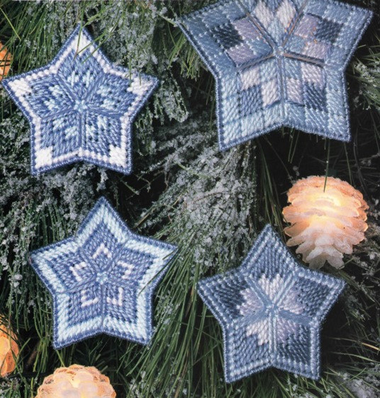 Vintage Plastic Canvas Christmas Ornament Pattern Icy Blue - Etsy