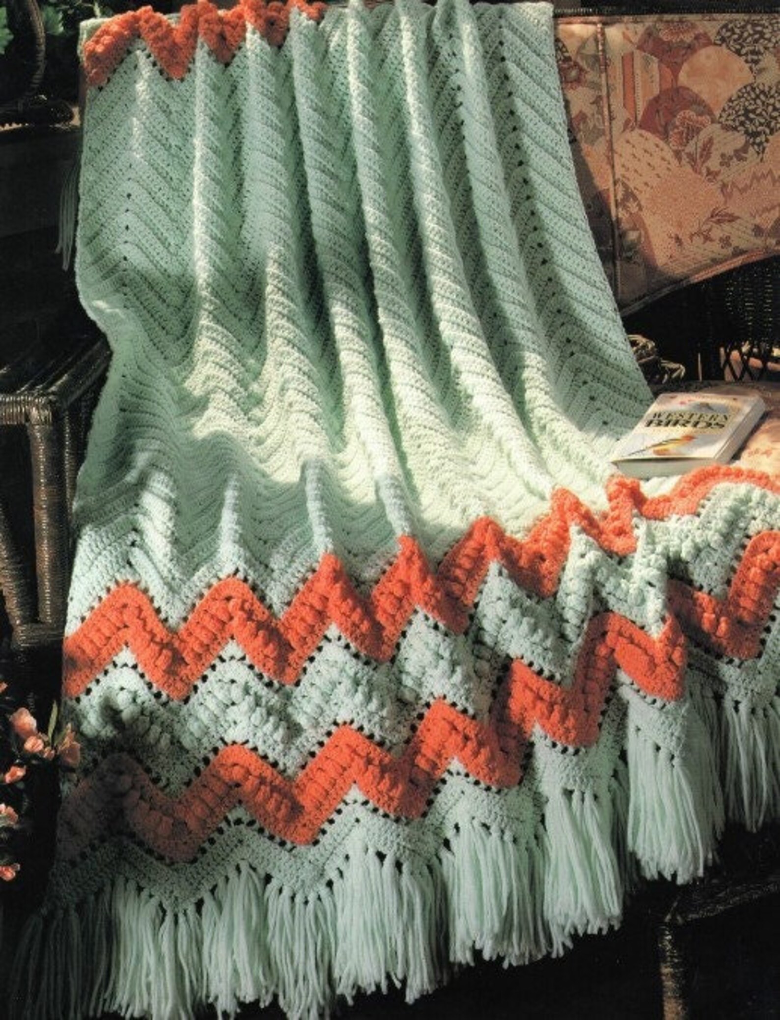 Vintage Crochet Afghan Pattern Southwest Desert Ripple Zigzag - Etsy