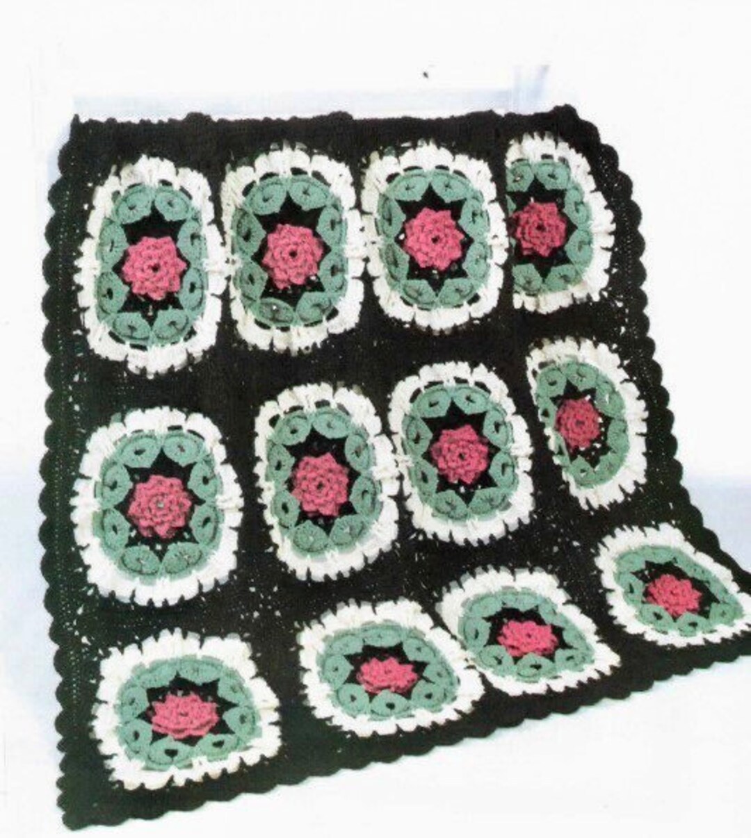 Vintage Rose Crochet Blanket Pattern Rose Arbor Roses Motif Afghan ...