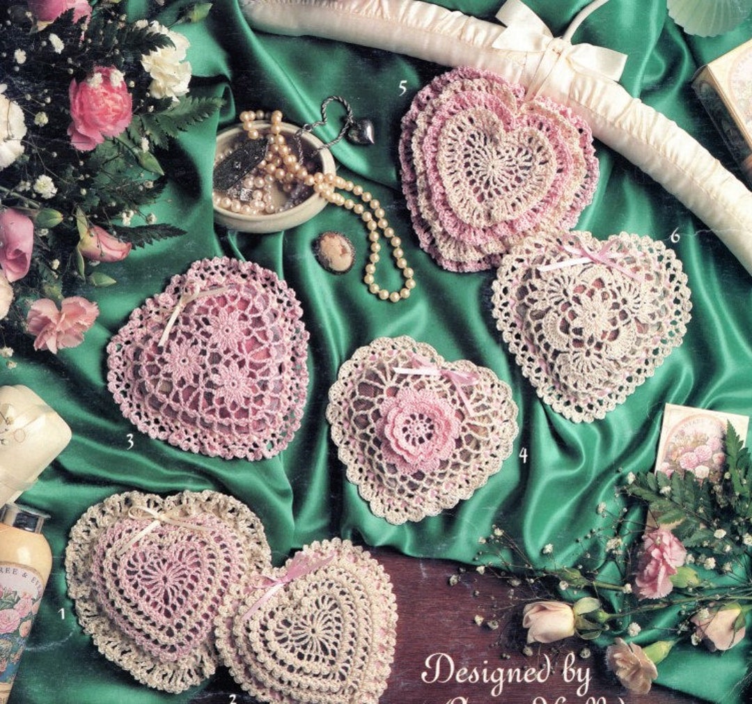 Vintage Crochet Pattern Book Leaflet Sweetheart Sachets to Crochet ...