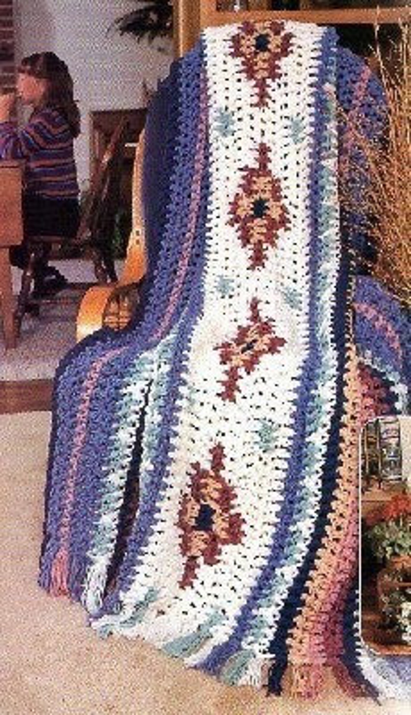 Vintage Crochet Aztec Blanket Pattern Indian Paintbrush Native American ...