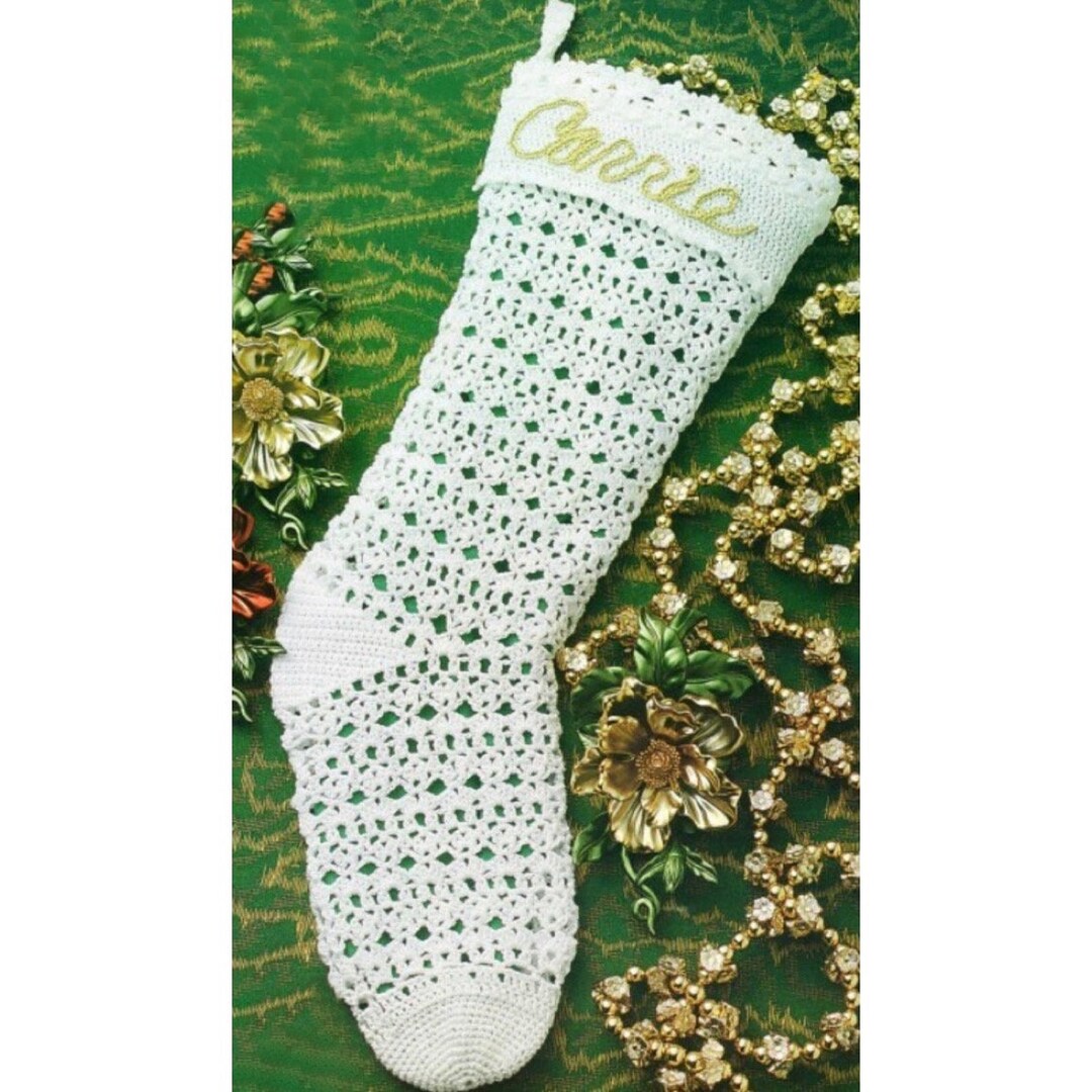 Vintage Christmas Stocking Crochet Pattern Classic Lacy Victorian ...