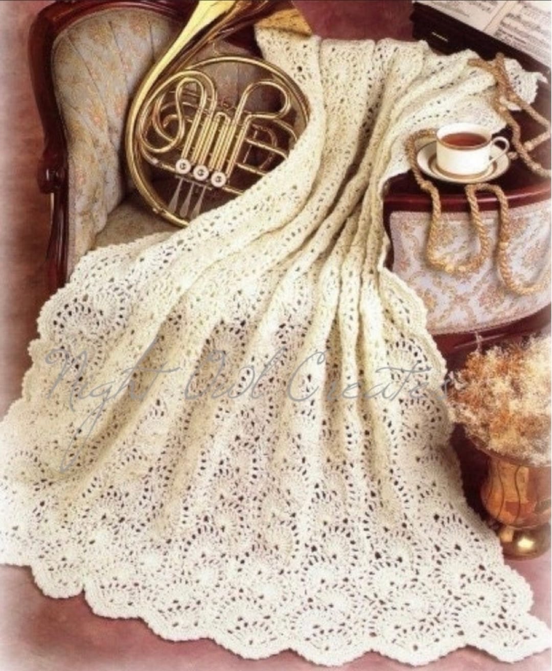 Vintage Crochet Pattern Heirloom Shells in a Song Victorian Lace Afghan ...