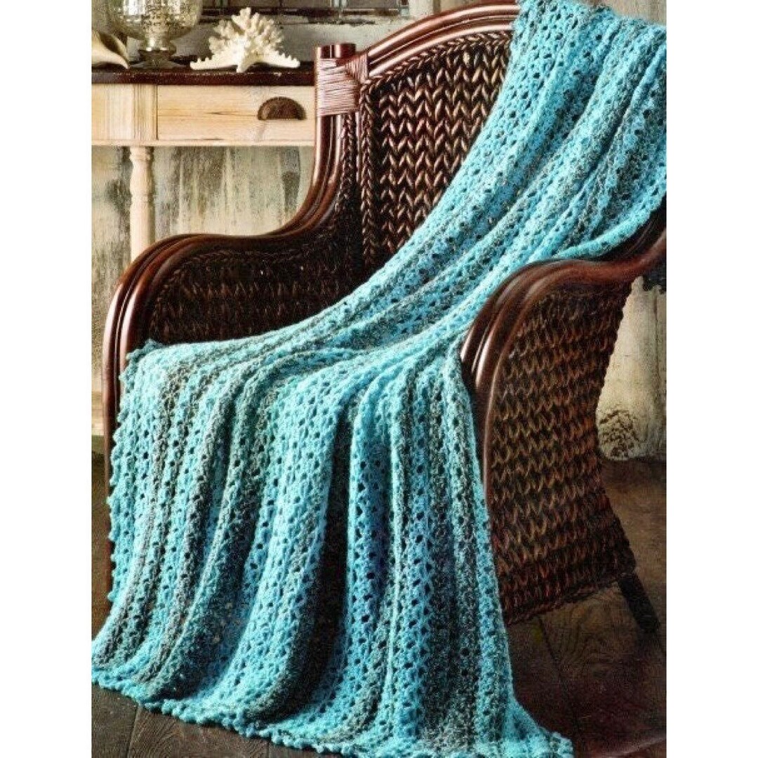 Vintage Afghan Crochet Pattern Caribbean Shores Beach Throw Blanket PDF ...