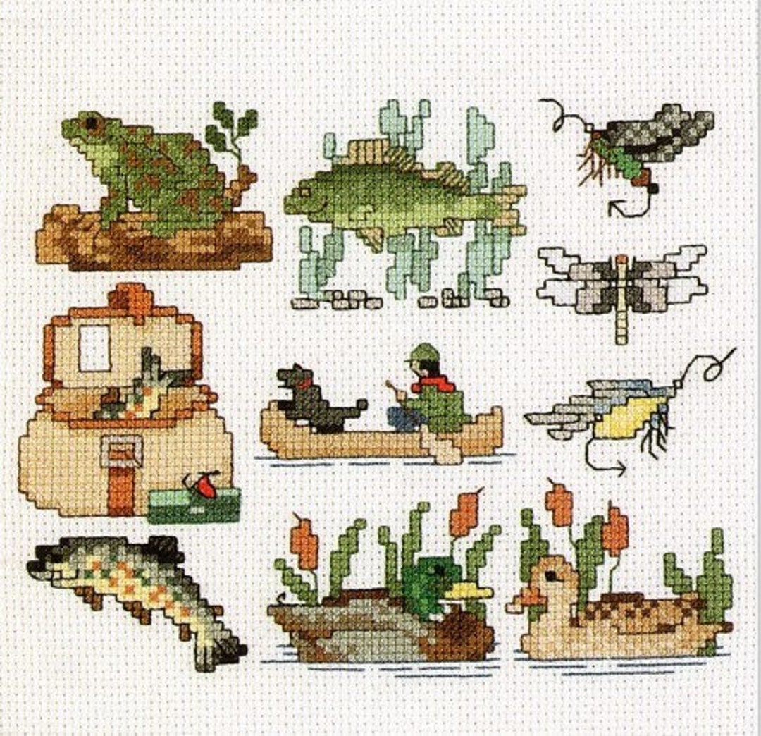Vintage Cross Stitch Pattern Outdoor Animals Miniature Motif Mini ...