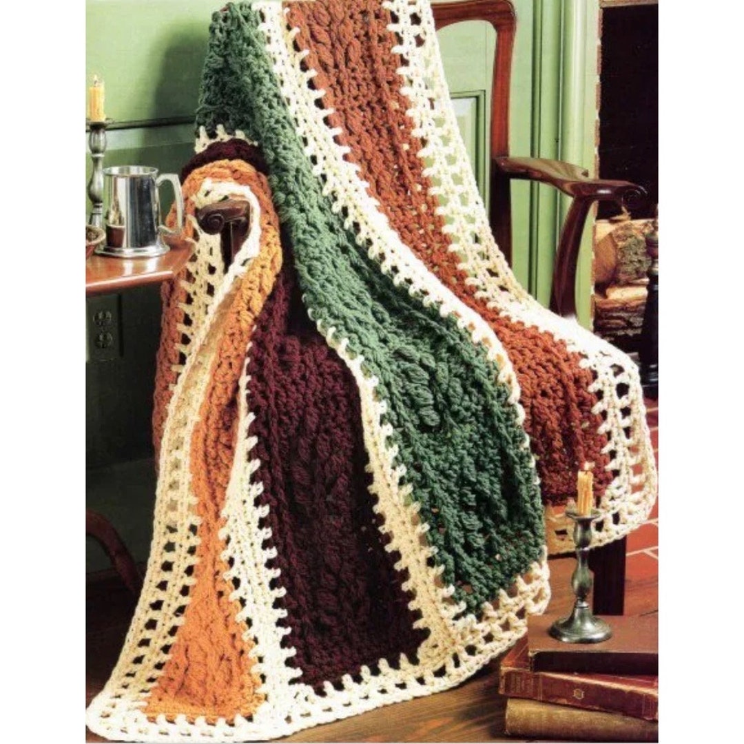 Vintage Crochet Afghan Pattern Regal Jewel Tone Panel Blanket PDF ...