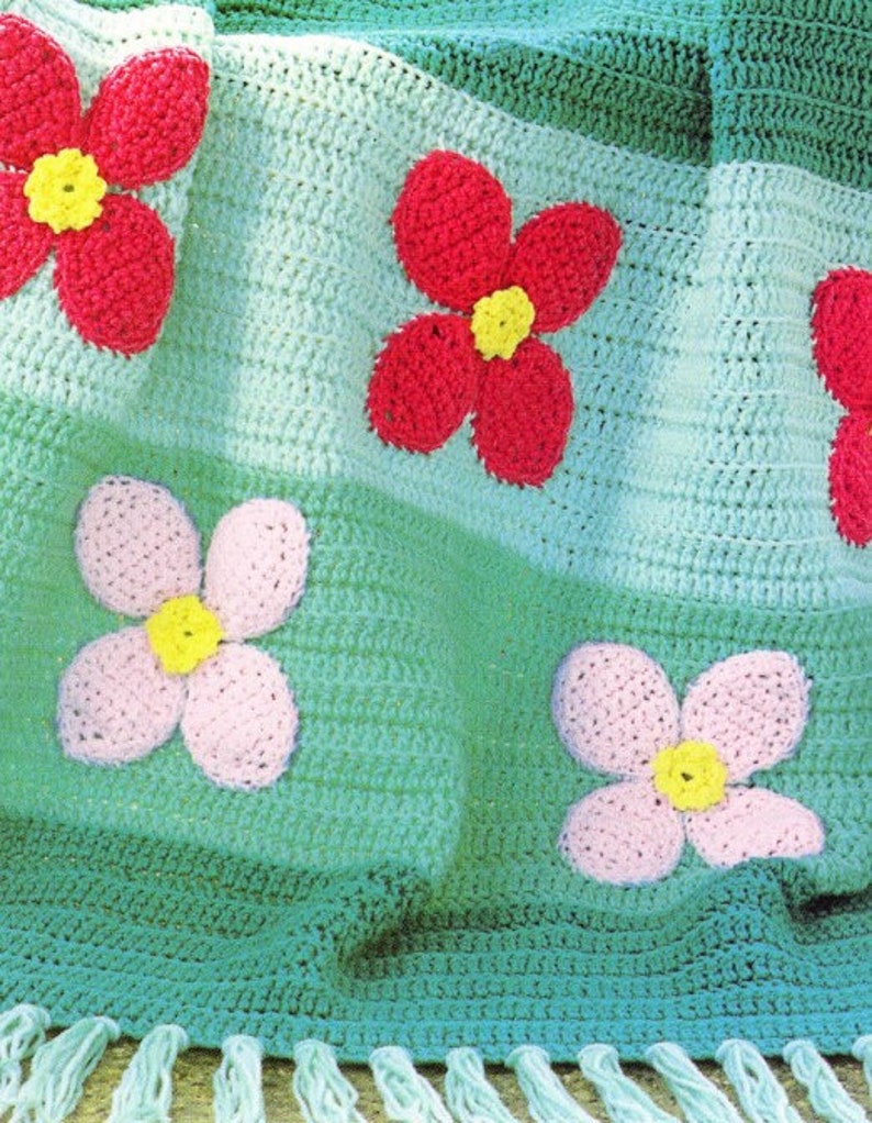 Vintage Afghan Crochet Pattern Flower Garden Colorful Flower - Etsy