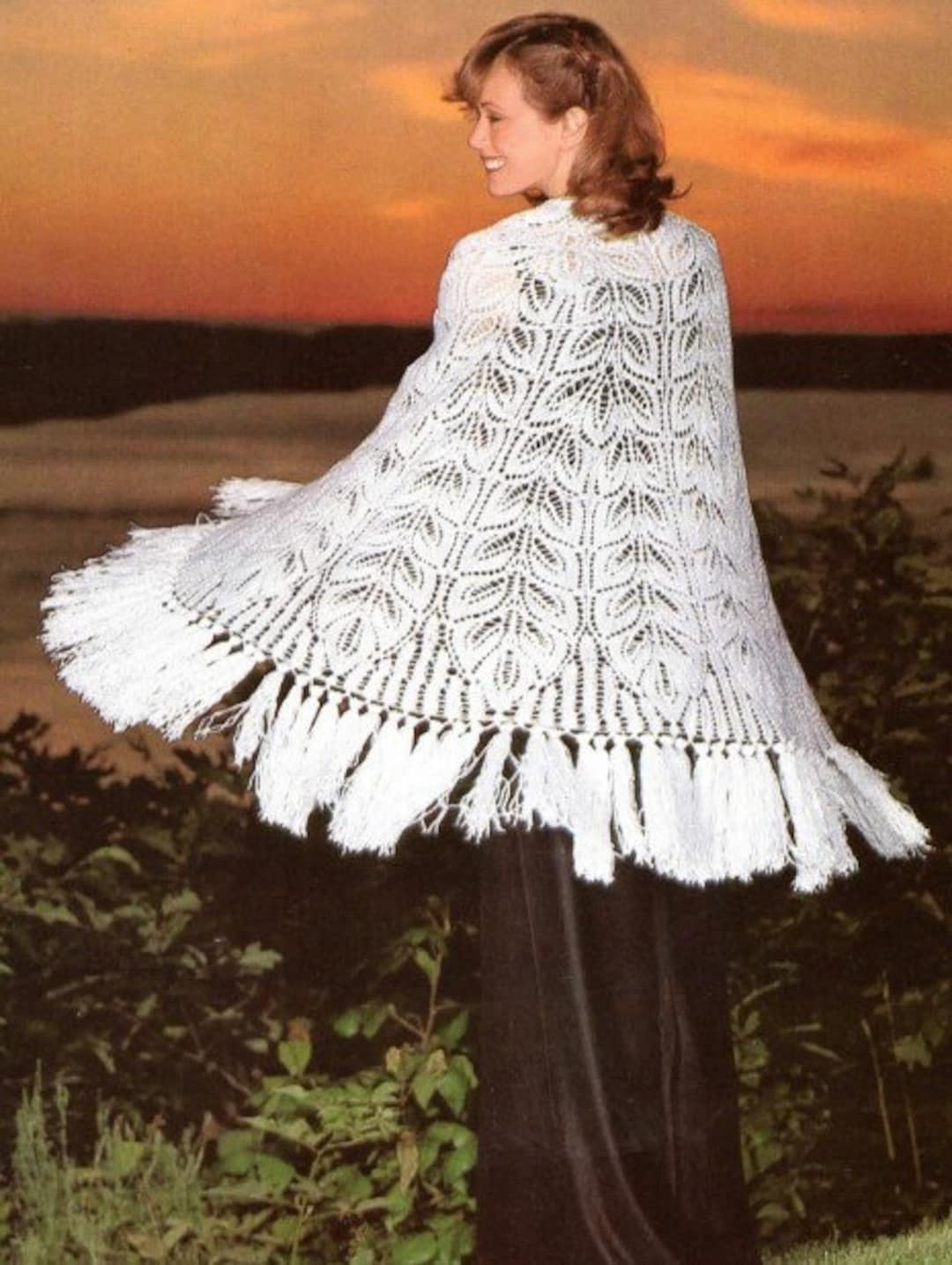 Vintage Knitting Pattern Lace Knitted Shawl Wrap Scarf PDF INSTANT ...