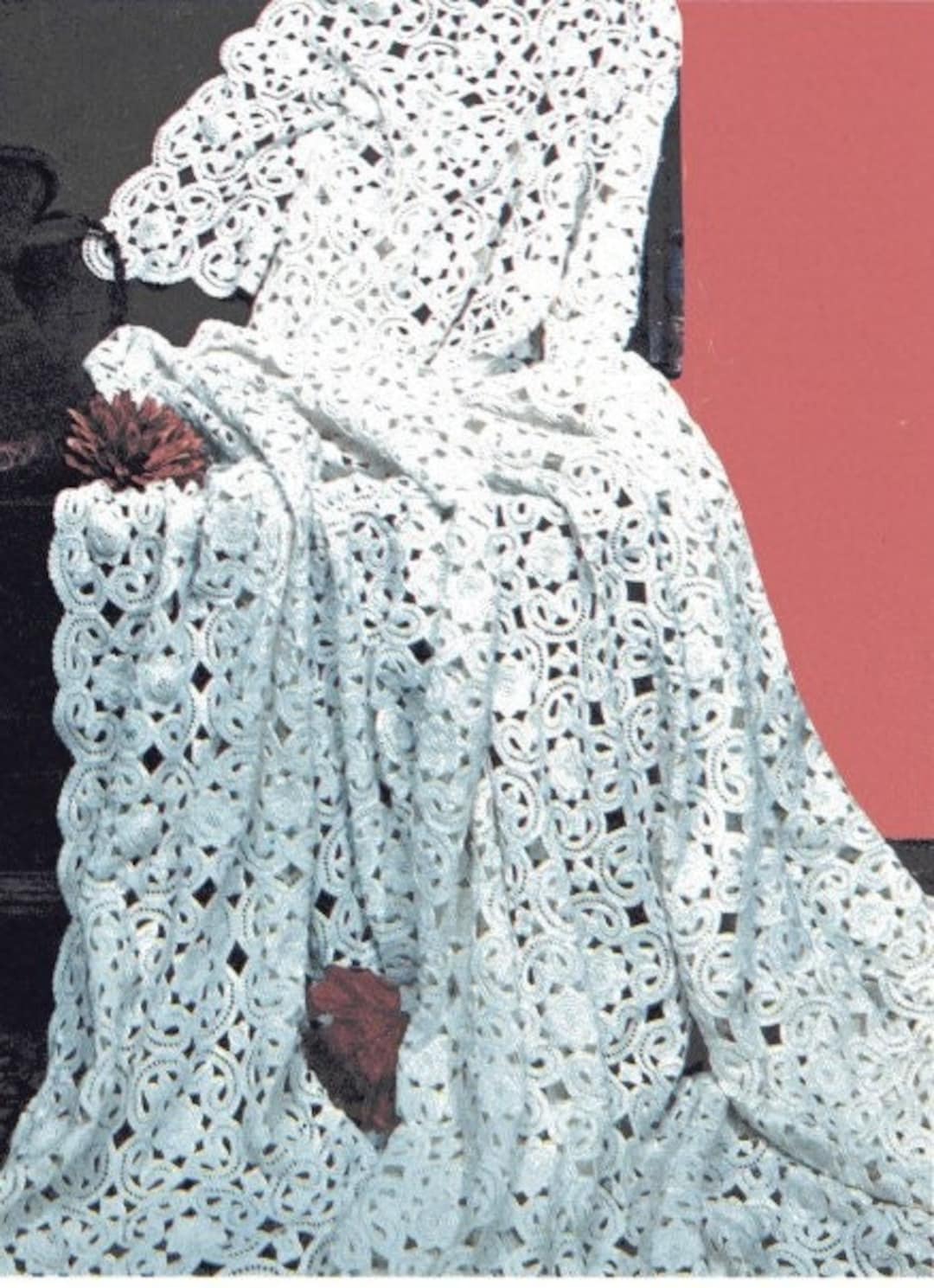Vintage Irish Lace Crochet Pattern Heirloom Lacy Afghan Blanket ...