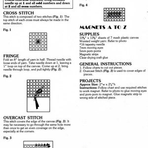 Vintage Plastic Canvas Pattern Book Leaflet Magnets A to Z Learning ...
