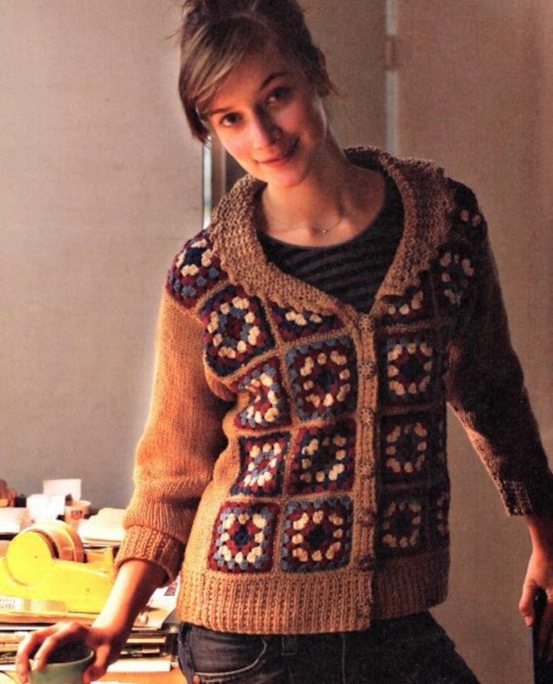 Womens Modern Granny Square Sweater Crochet and Knitting Pattern Fitted ...