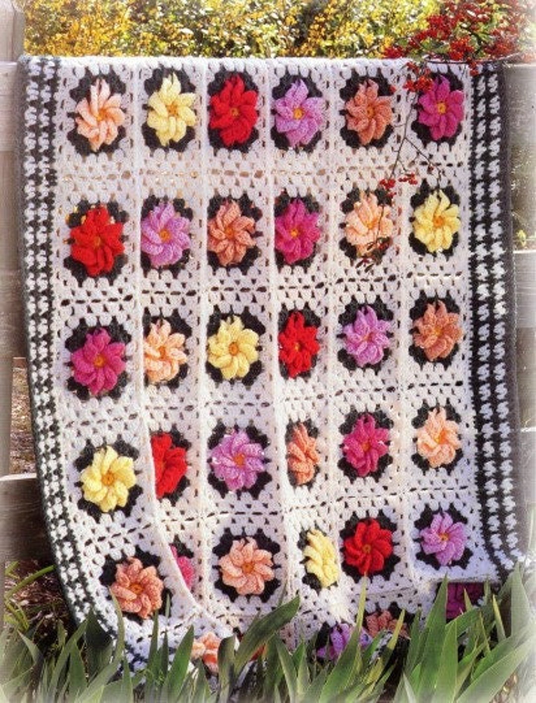 Vintage Afghan Crochet Pattern Lush Delights Floral Lace Afghan Blanket ...