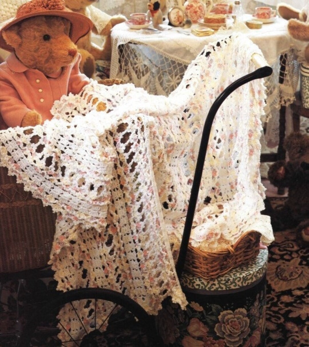 Vintage Afghan Crochet Pattern Mile a Minute Style Strips Lace Afghan ...