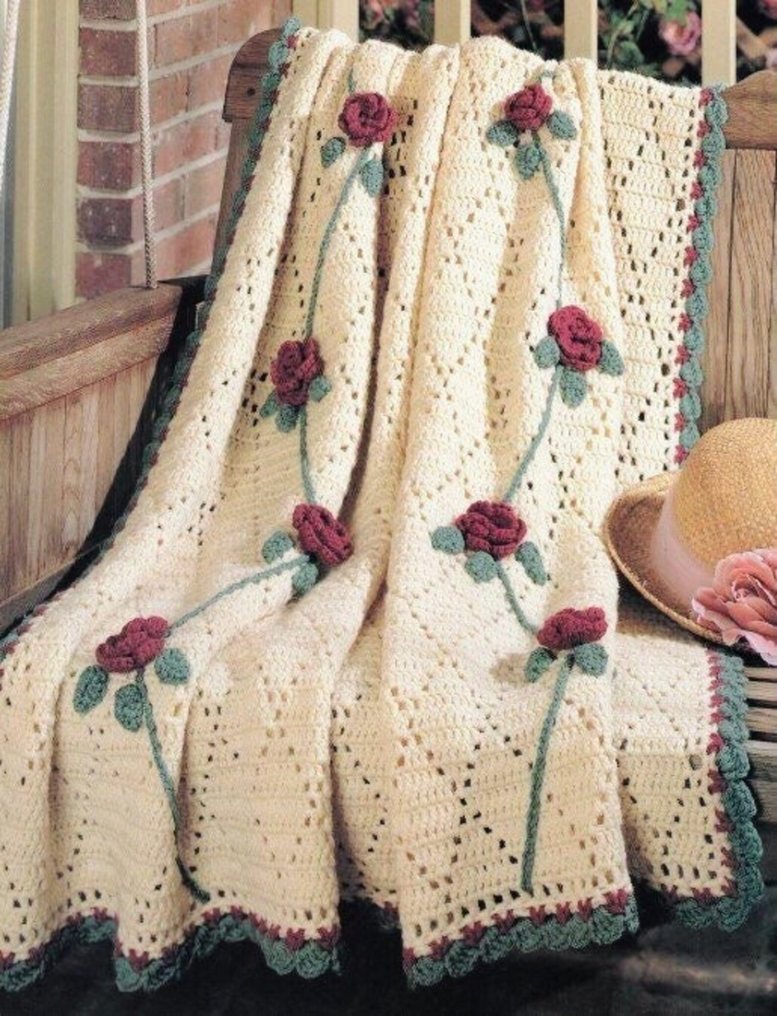 Vintage Rose Crochet Blanket Pattern Rambling Rose Afghan Throw PDF ...