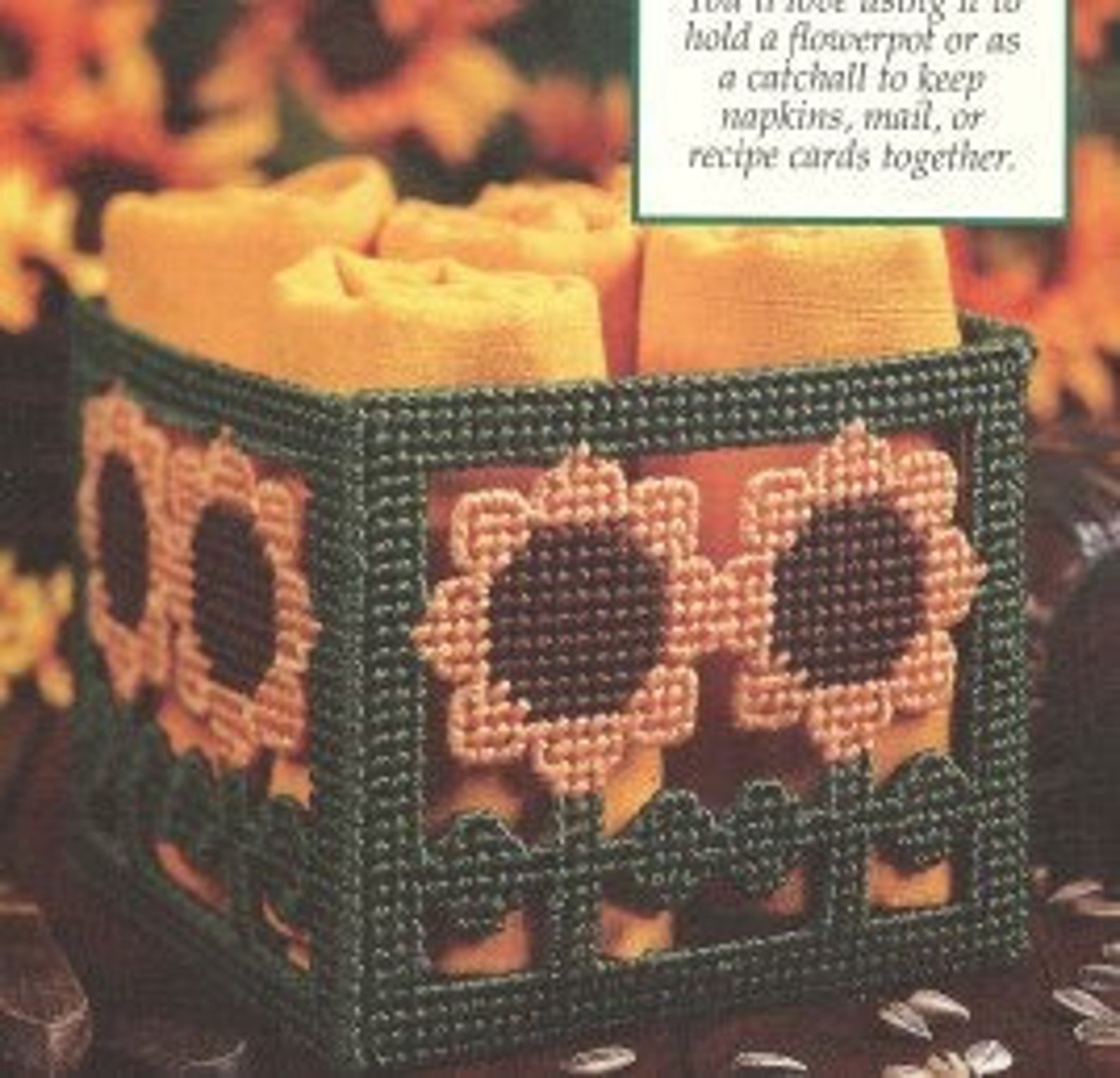 Plastic Canvas Pattern Sunny Sunflower Basket Home Decor PDF - Etsy