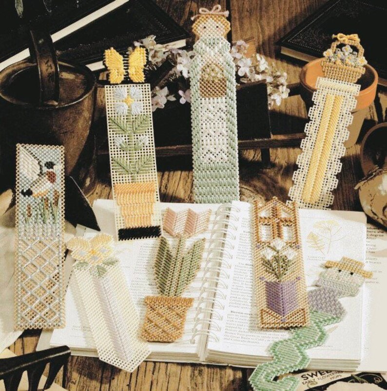 Vintage Plastic Canvas Pattern Book Leaflet Bookmarks 8 Designs PDF ...