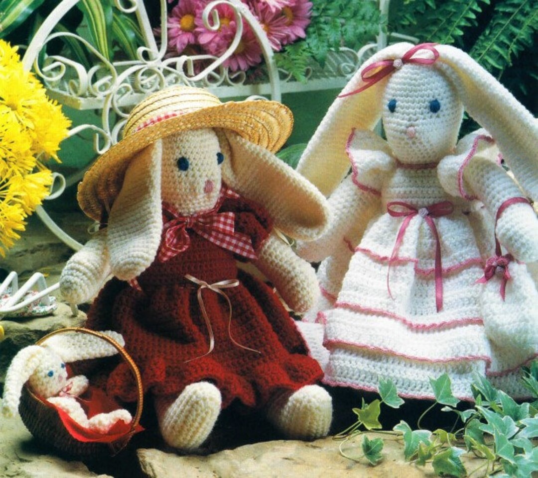 Vintage Crochet Pattern Country Bunnies Amigurumi Stuffed Bunny Rabbit ...