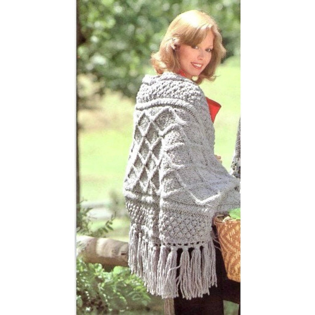 Vintage Shawl Knitting Pattern Grey Irish Shawl Knitted Wrap Scarf PDF ...
